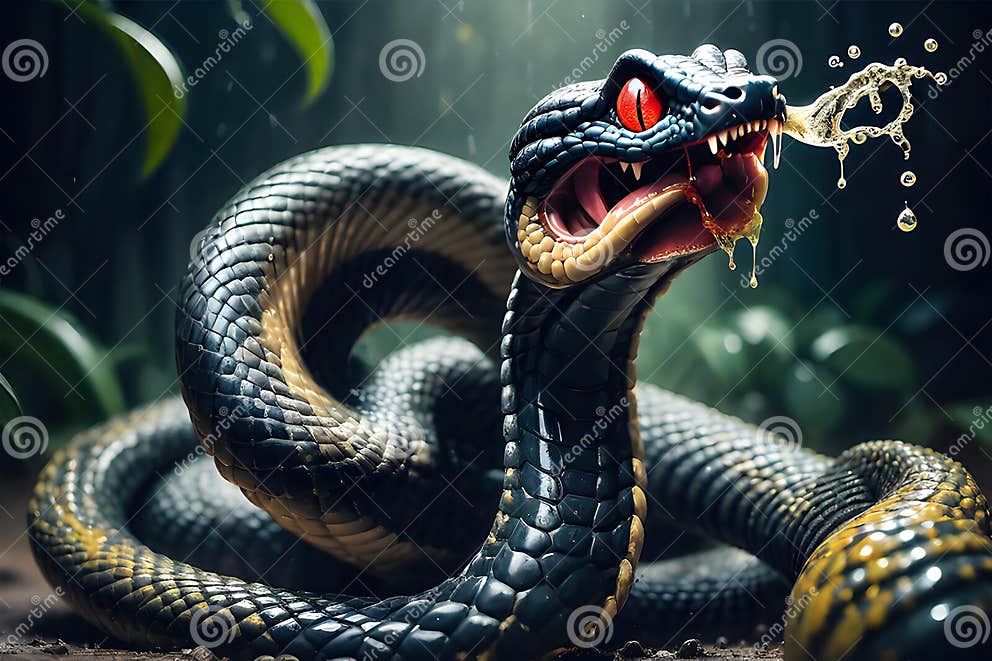 Image of the Evil Cobra Dripping and Spitting Venom. Stock Illustration ...
