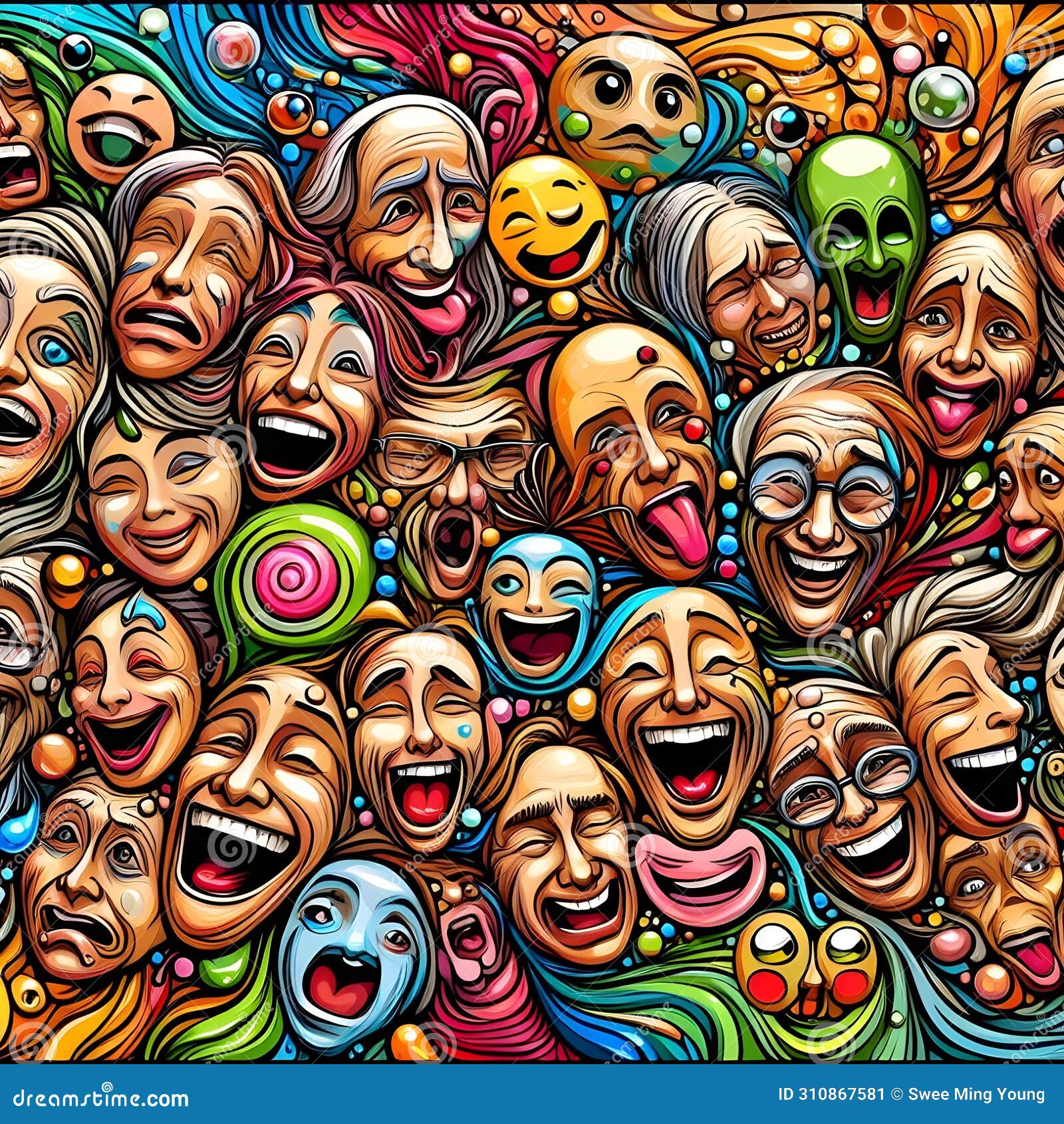 Image of Extreme Human Caricature of Various Facial Expression Art ...