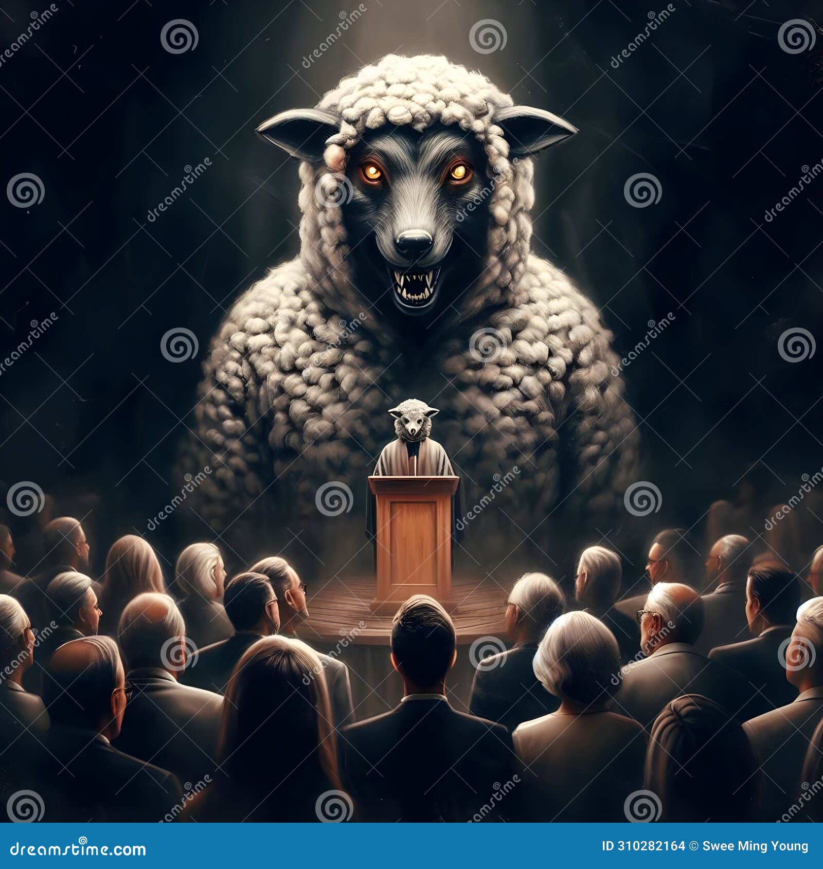 Image of False Wolf Disguises in Sheep S Skin, Leading a Flock of Sheep ...