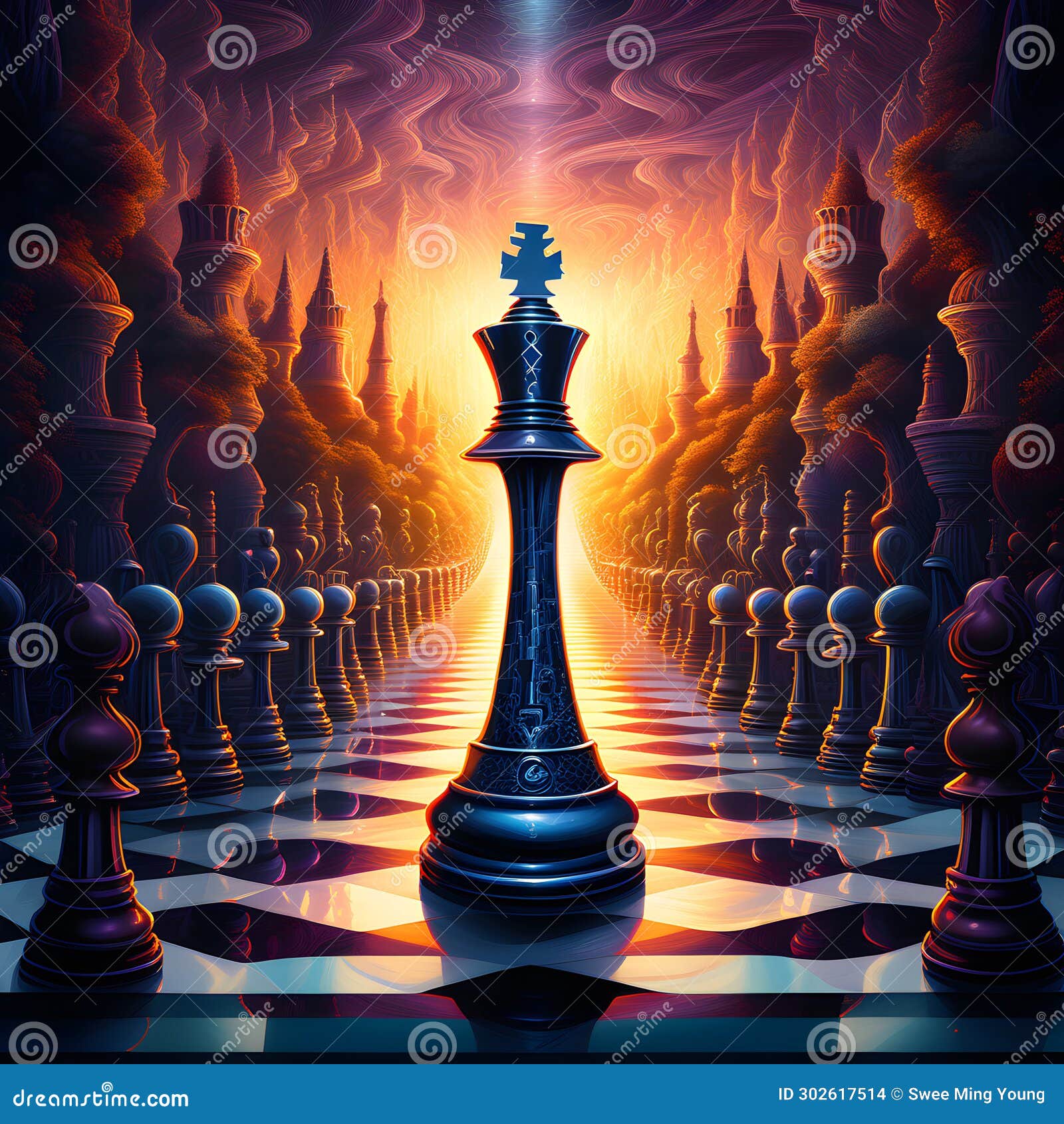Image of a Figurative Art Chess Maze Surrealism Psychedelic in Comical ...