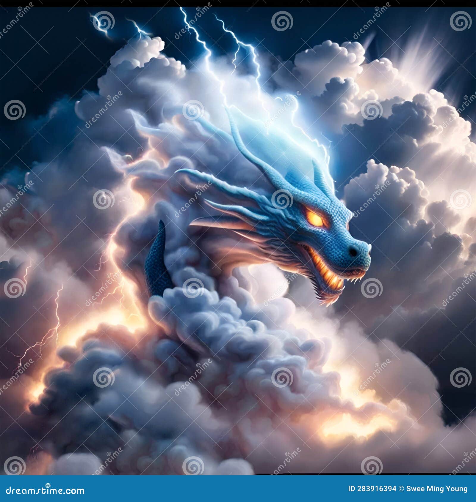 The Flutty Cloud Dragon Spirit Emerging Out of the Clouds with ...