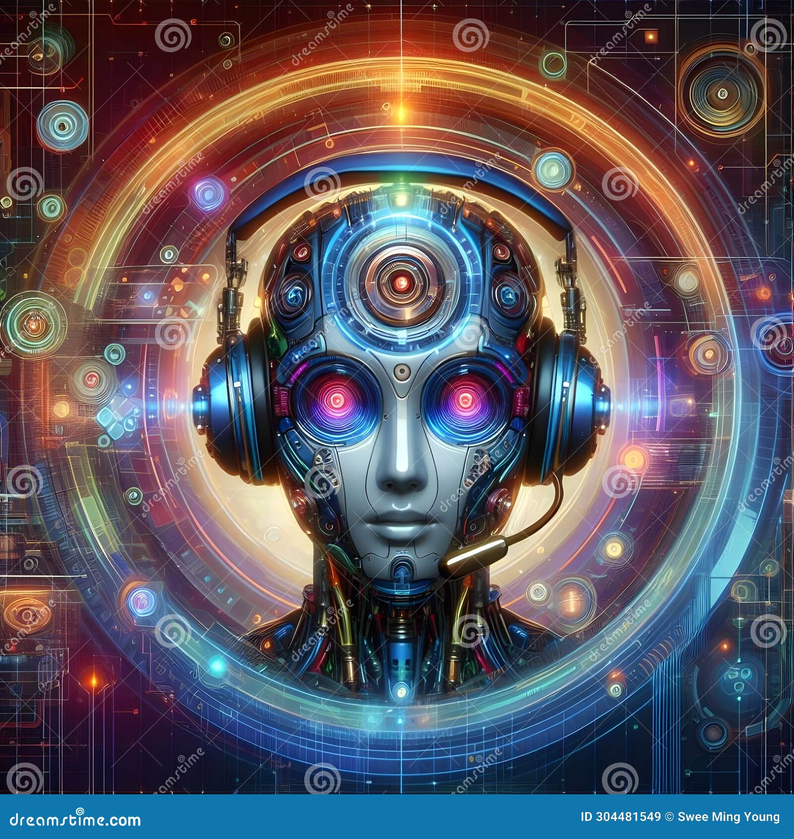 Image of the Futuristic Technical Support with Online Robot and AI ...