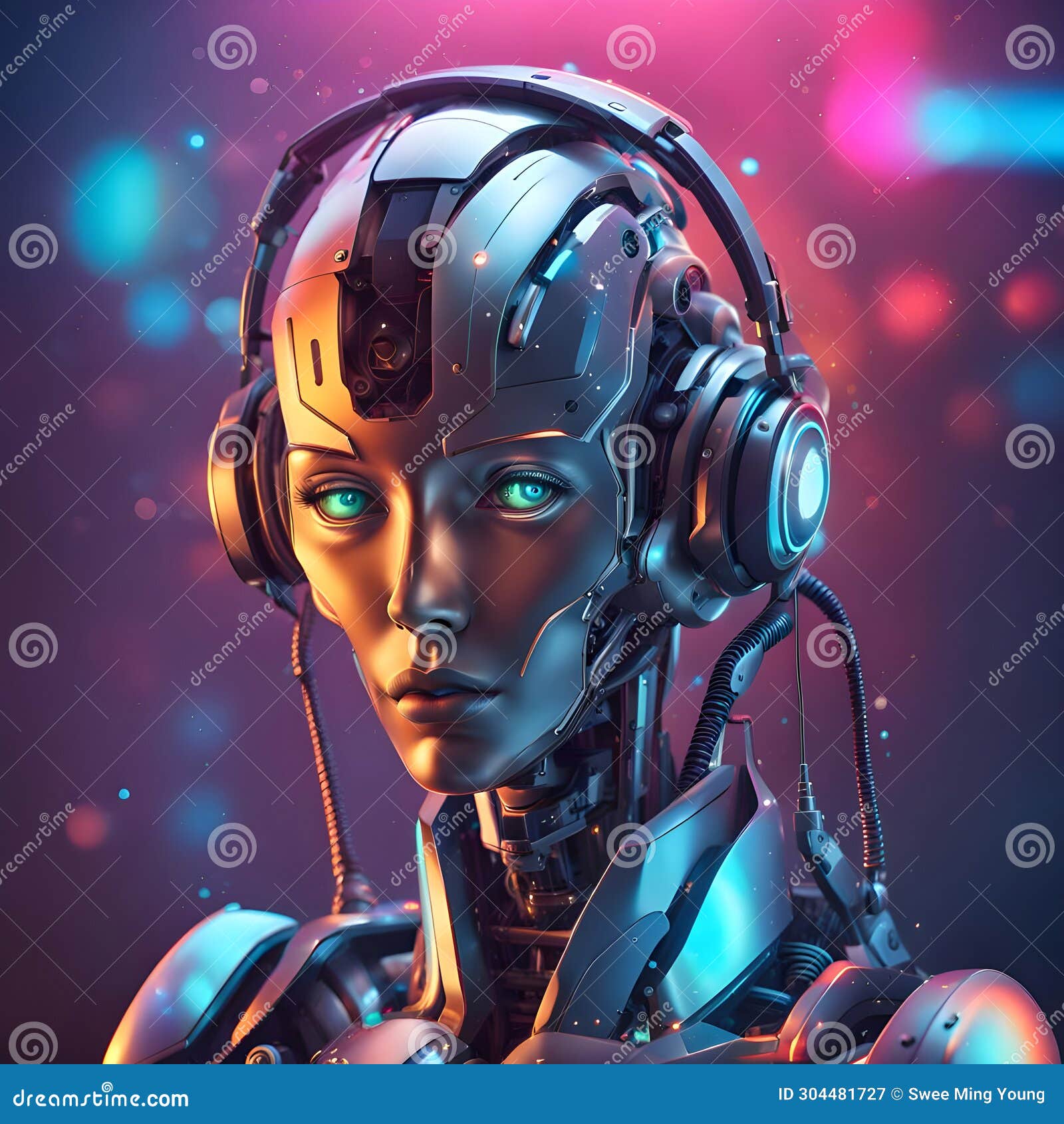 Image of the Futuristic Technical Support with Online Robot and AI ...