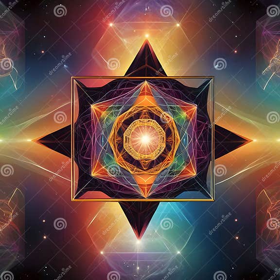 Image of Geometric Metatron Cube Pattern Artwork. Stock Illustration ...