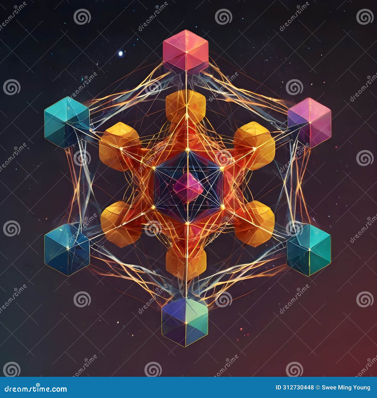 Image of Geometric Metatron Cube Pattern Artwork. Stock Illustration ...