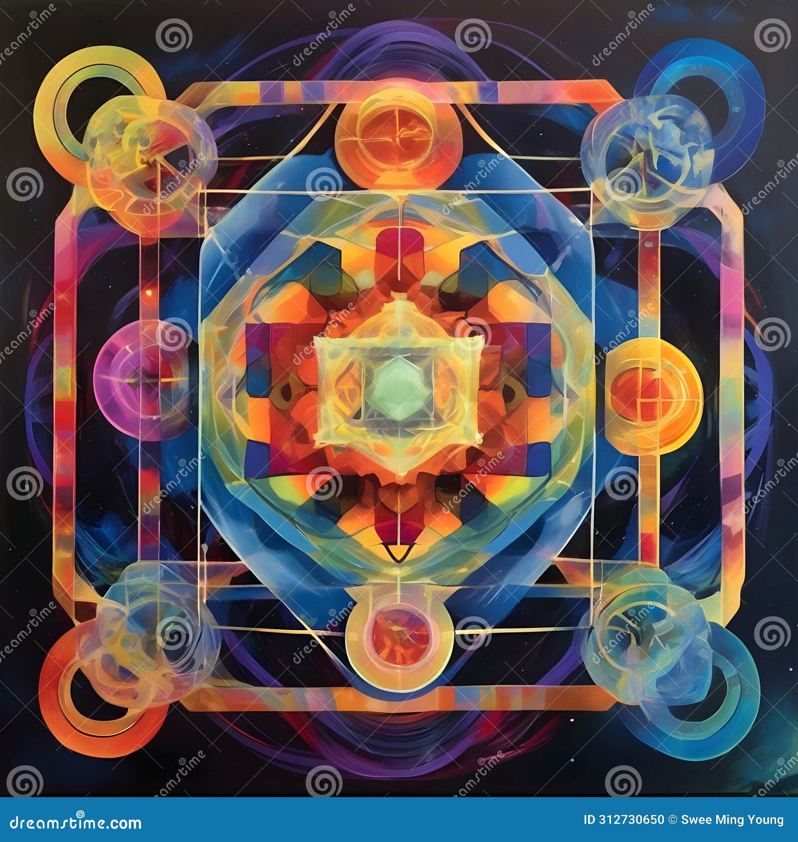 Image of Geometric Metatron Cube Pattern Artwork. Stock Illustration ...