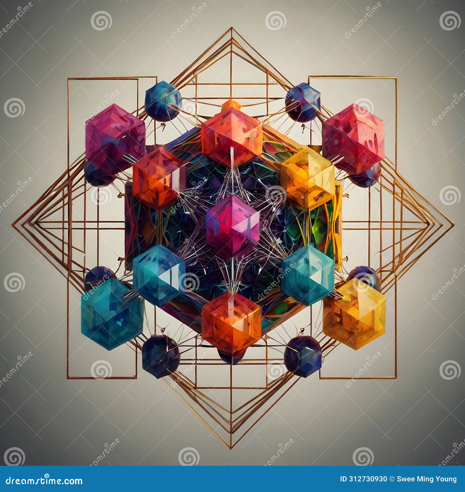 Image of Geometric Metatron Cube Pattern Artwork. Stock Illustration ...