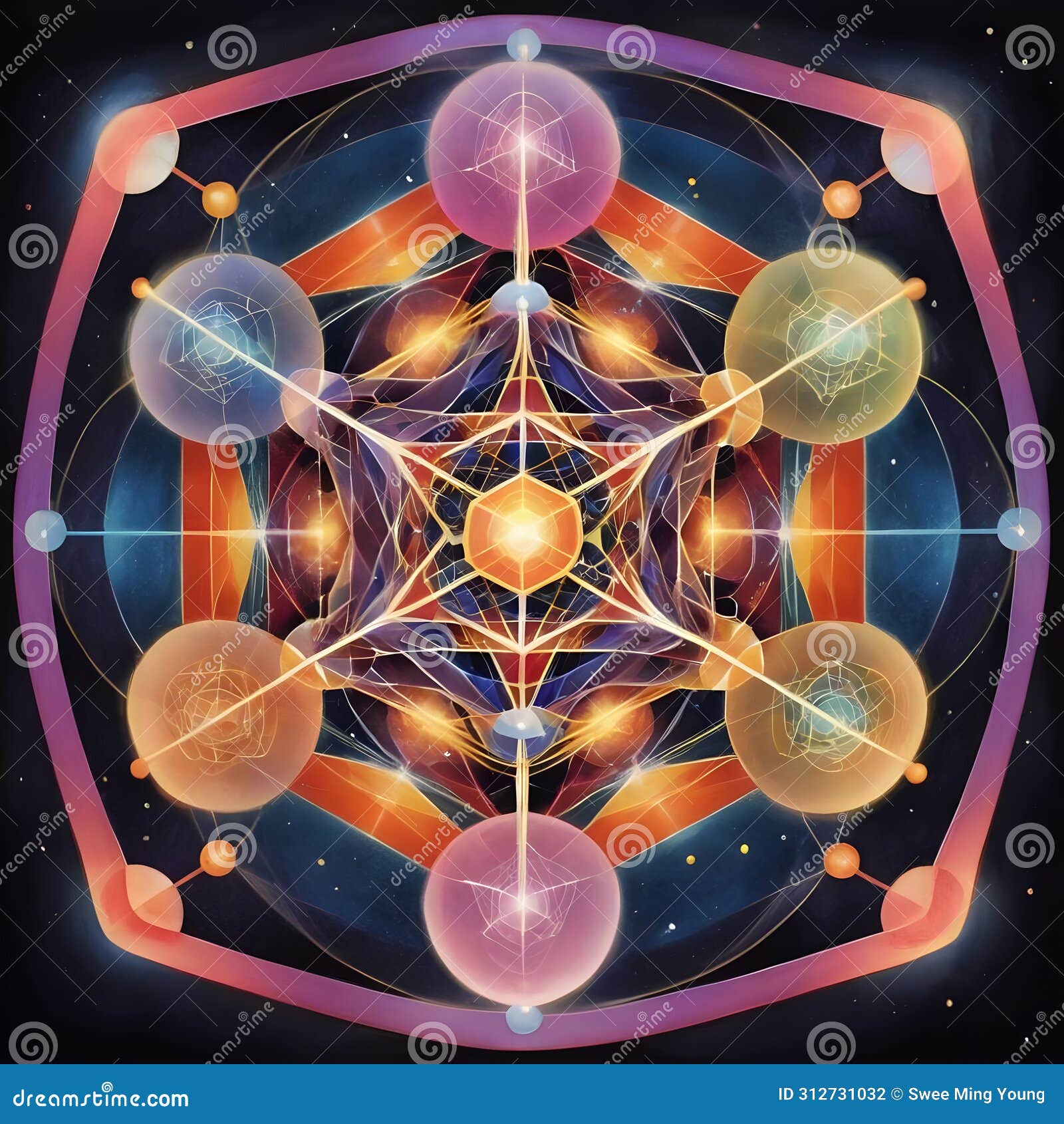 Image of Geometric Metatron Cube Pattern Artwork. Stock Illustration ...