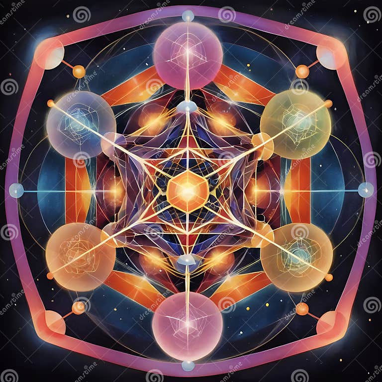 Image of Geometric Metatron Cube Pattern Artwork. Stock Illustration ...