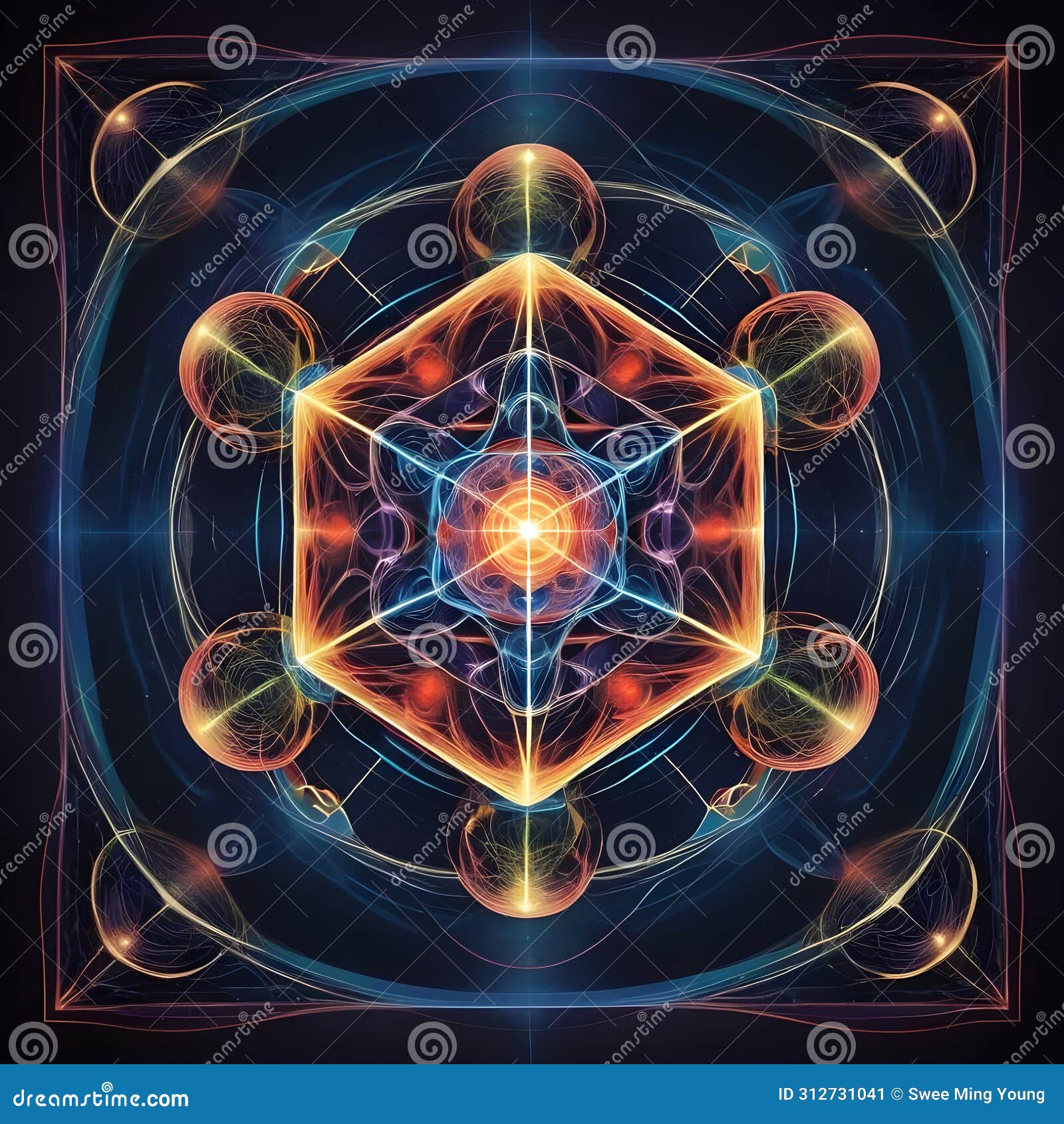 Image of Geometric Metatron Cube Pattern Artwork. Stock Illustration ...
