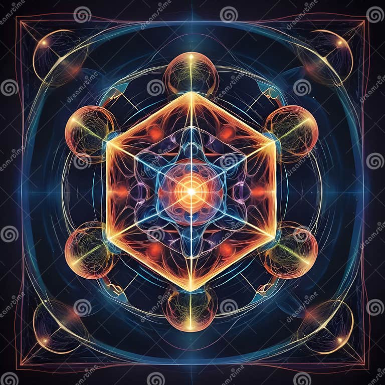 Image of Geometric Metatron Cube Pattern Artwork. Stock Illustration ...