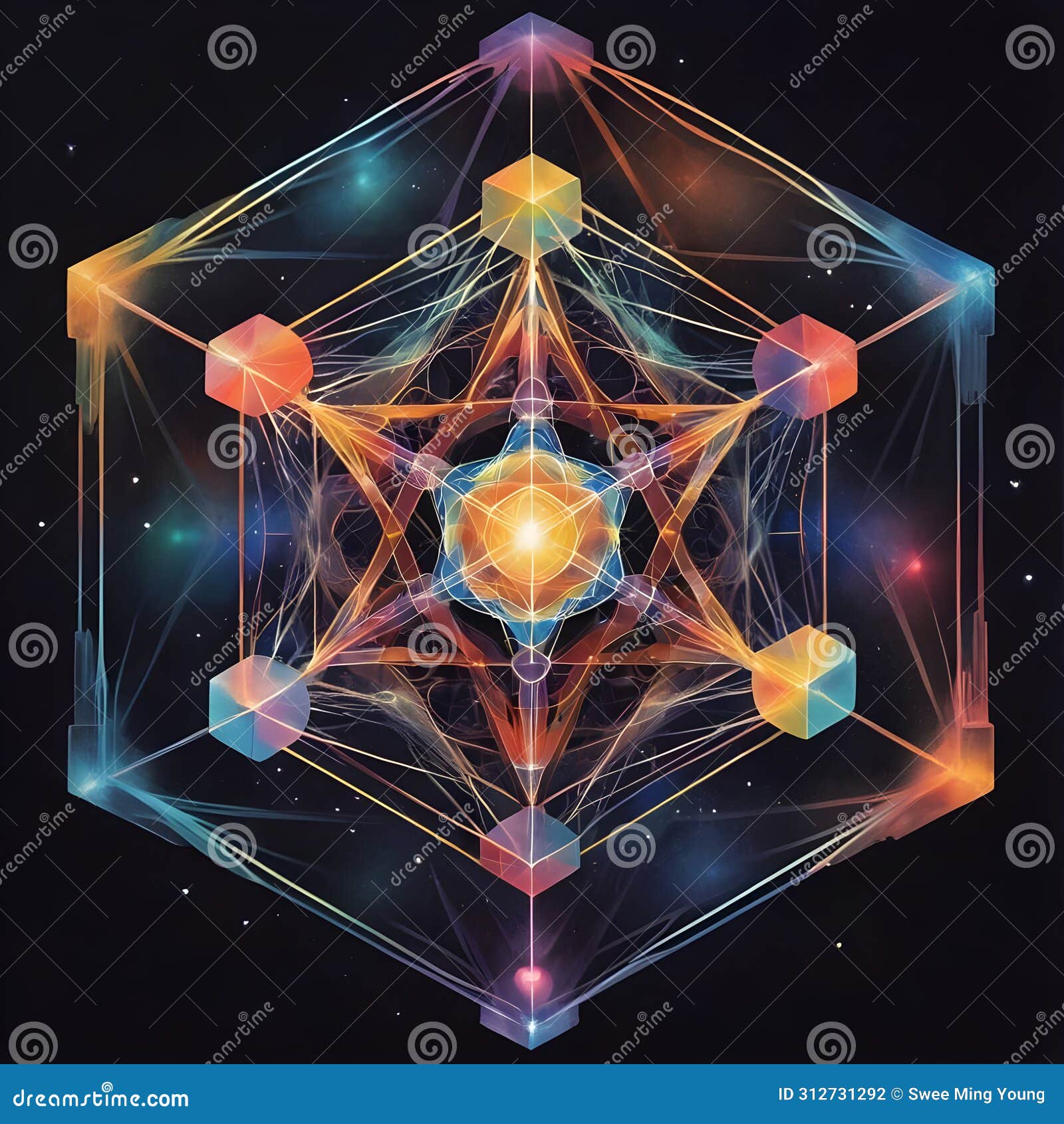 Image of Geometric Metatron Cube Pattern Artwork. Stock Illustration ...