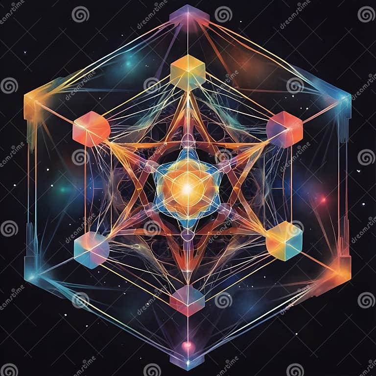 Image of Geometric Metatron Cube Pattern Artwork. Stock Illustration ...
