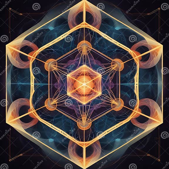 Image of Geometric Metatron Cube Pattern Artwork. Stock Illustration ...