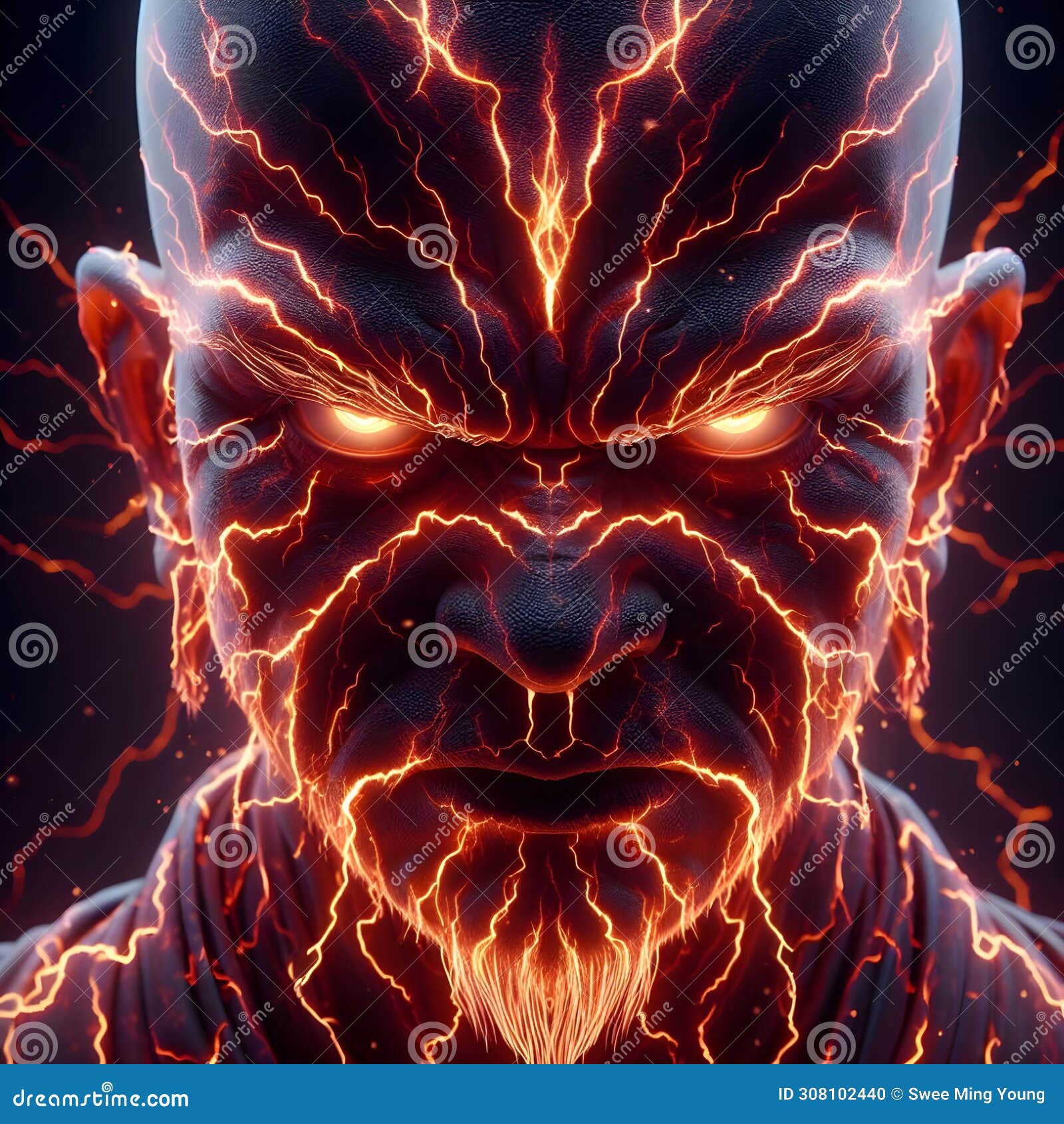 Image of Human Angry Face Made from Lightning. Stock Illustration ...