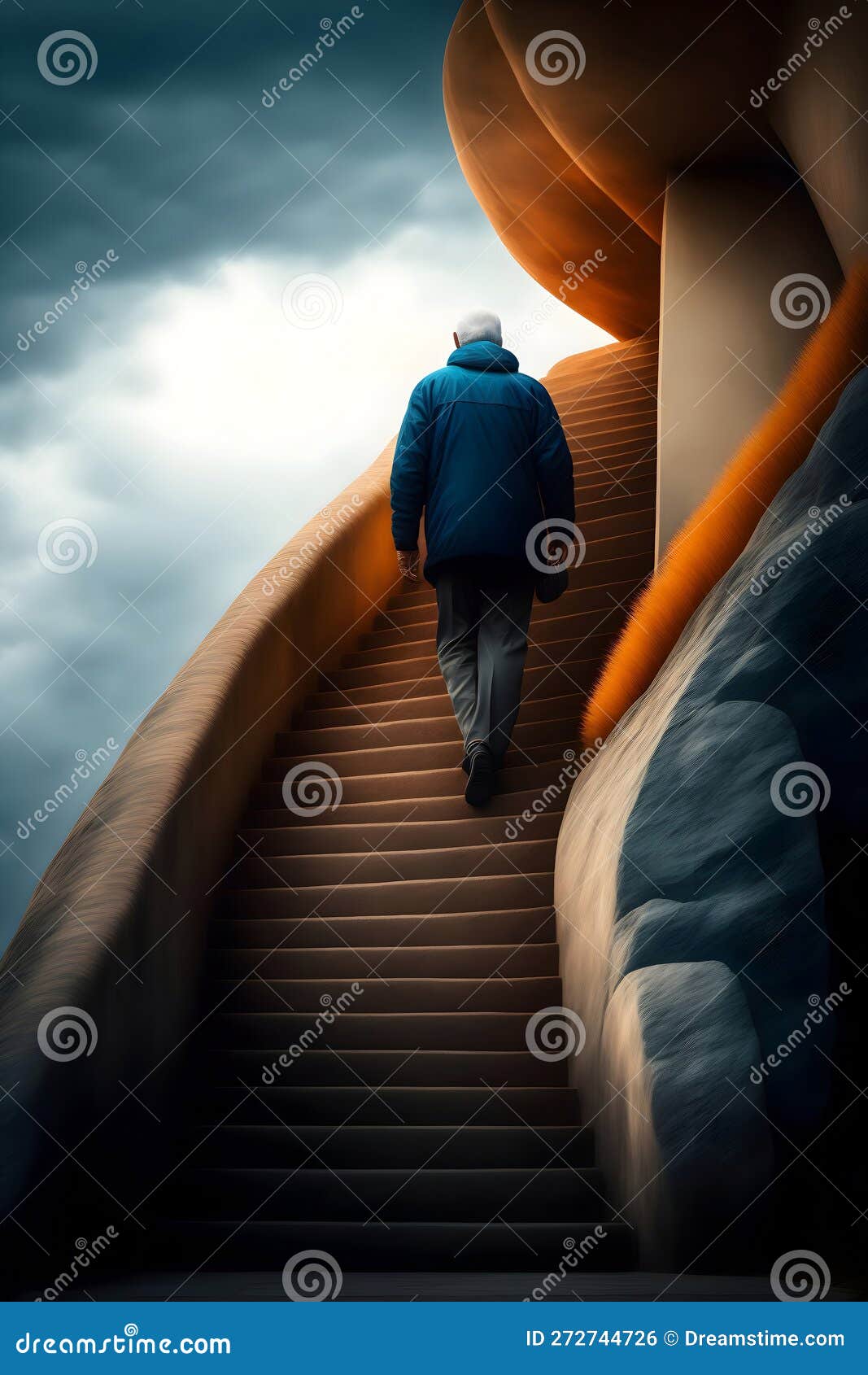 The Human Figures Ascend a Stairway of Clouds To Reach the Heaven ...