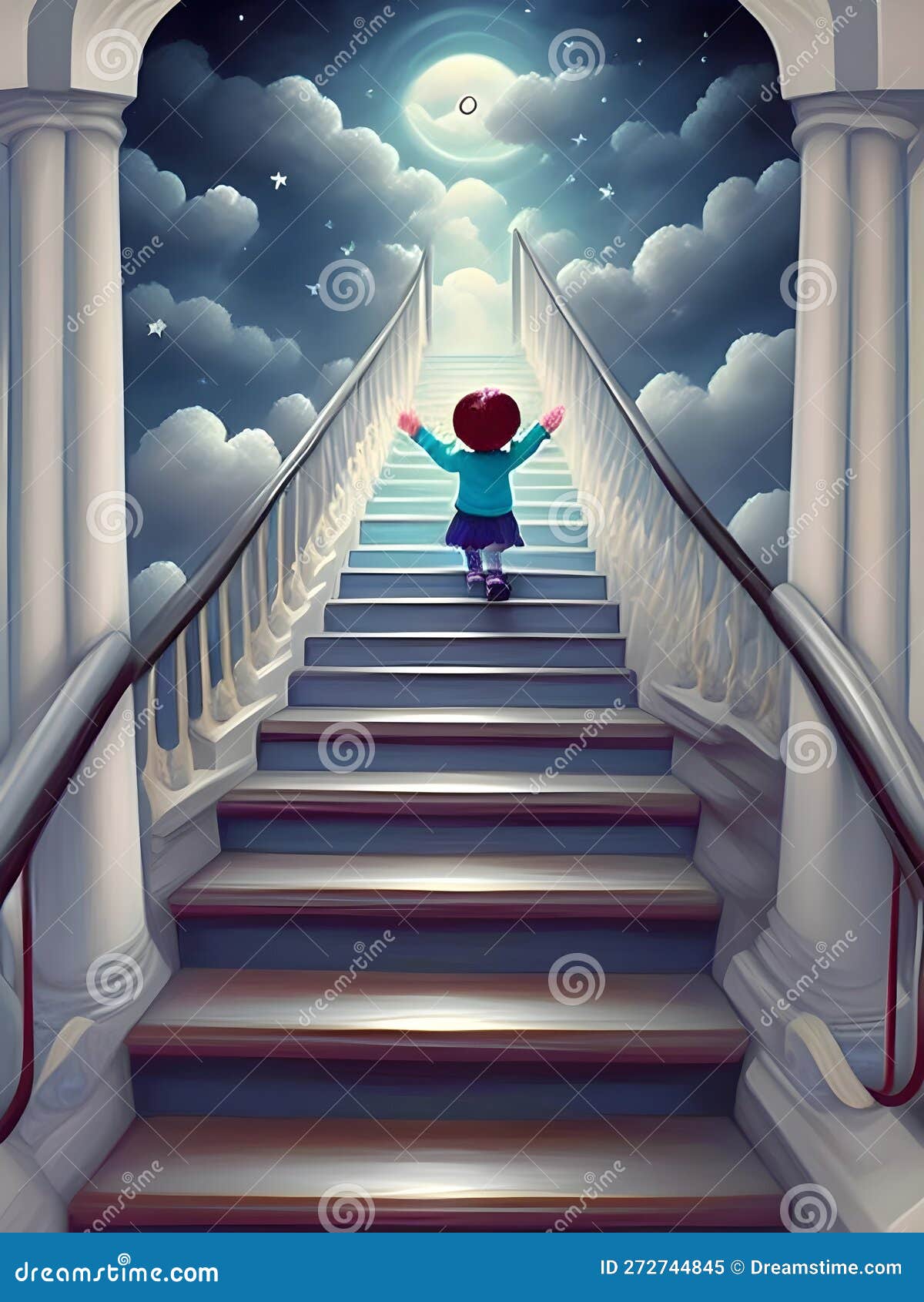 The Human Figures Ascend a Stairway of Clouds To Reach the Heaven ...