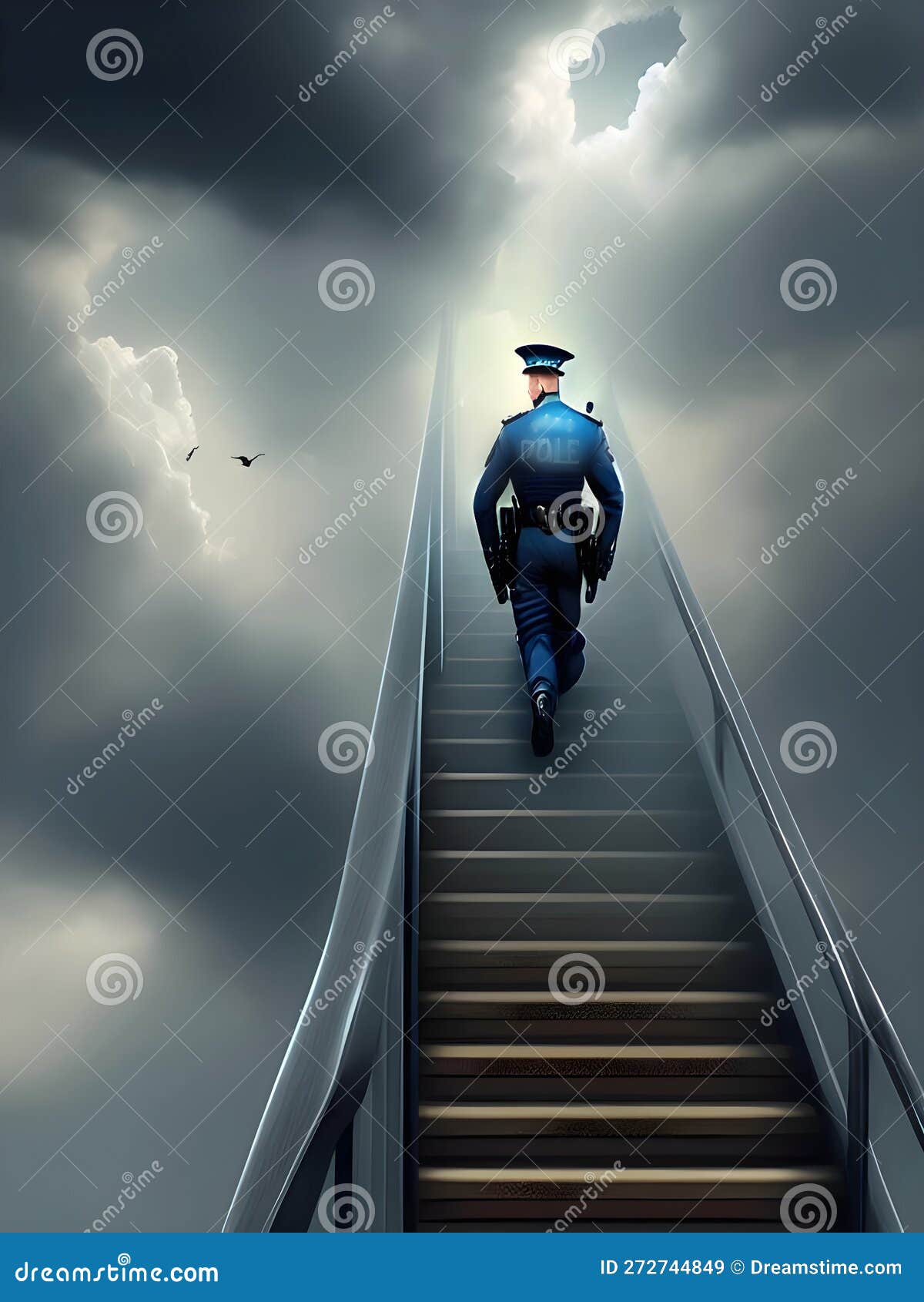 The Human Figures Ascend a Stairway of Clouds To Reach the Heaven ...