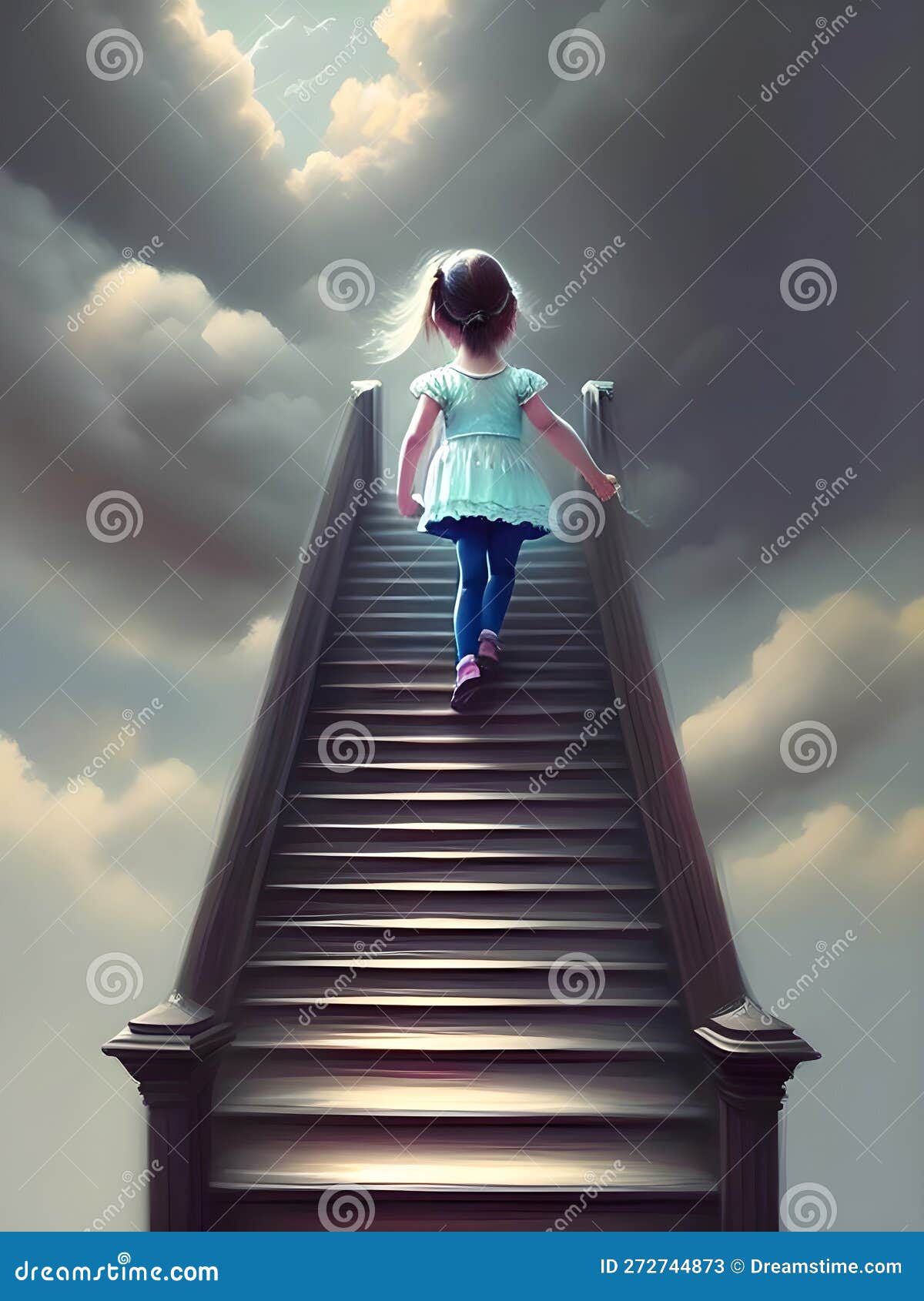 The Human Figures Ascend a Stairway of Clouds To Reach the Heaven ...