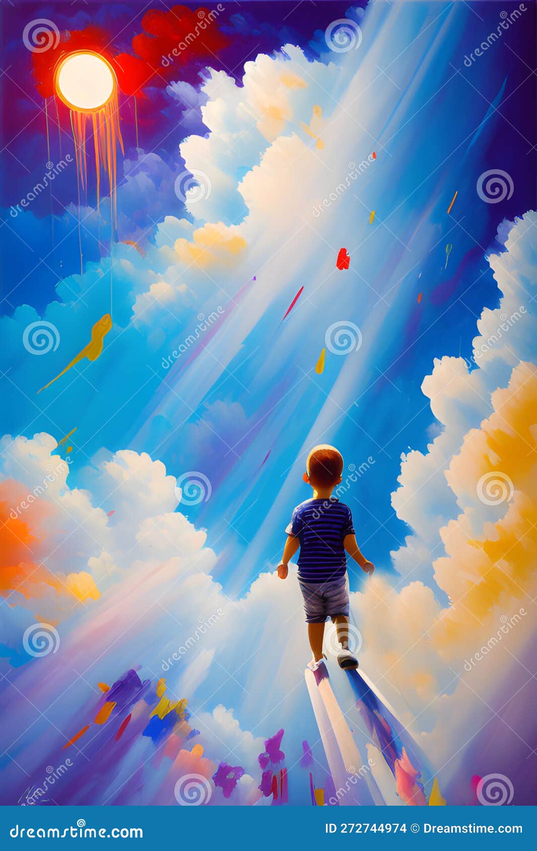 The Human Figures Ascend a Stairway of Clouds To Reach the Heaven ...