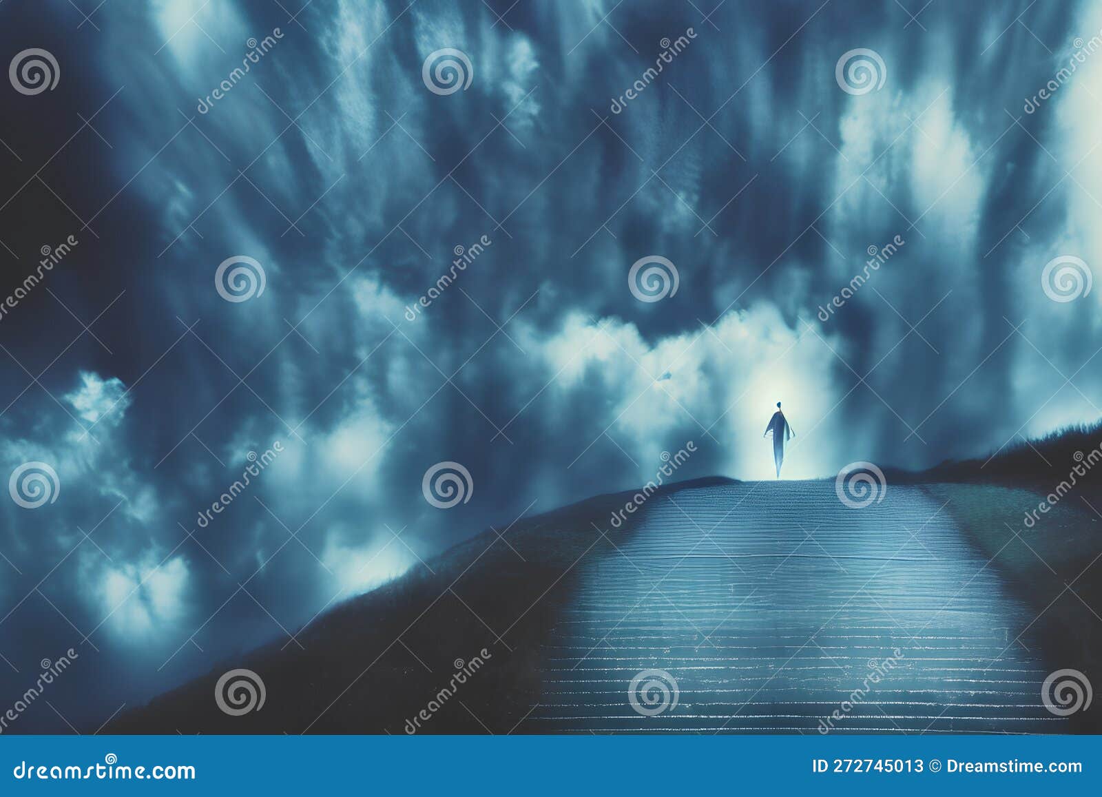 The Human Figures Ascend a Stairway of Clouds To Reach the Heaven ...