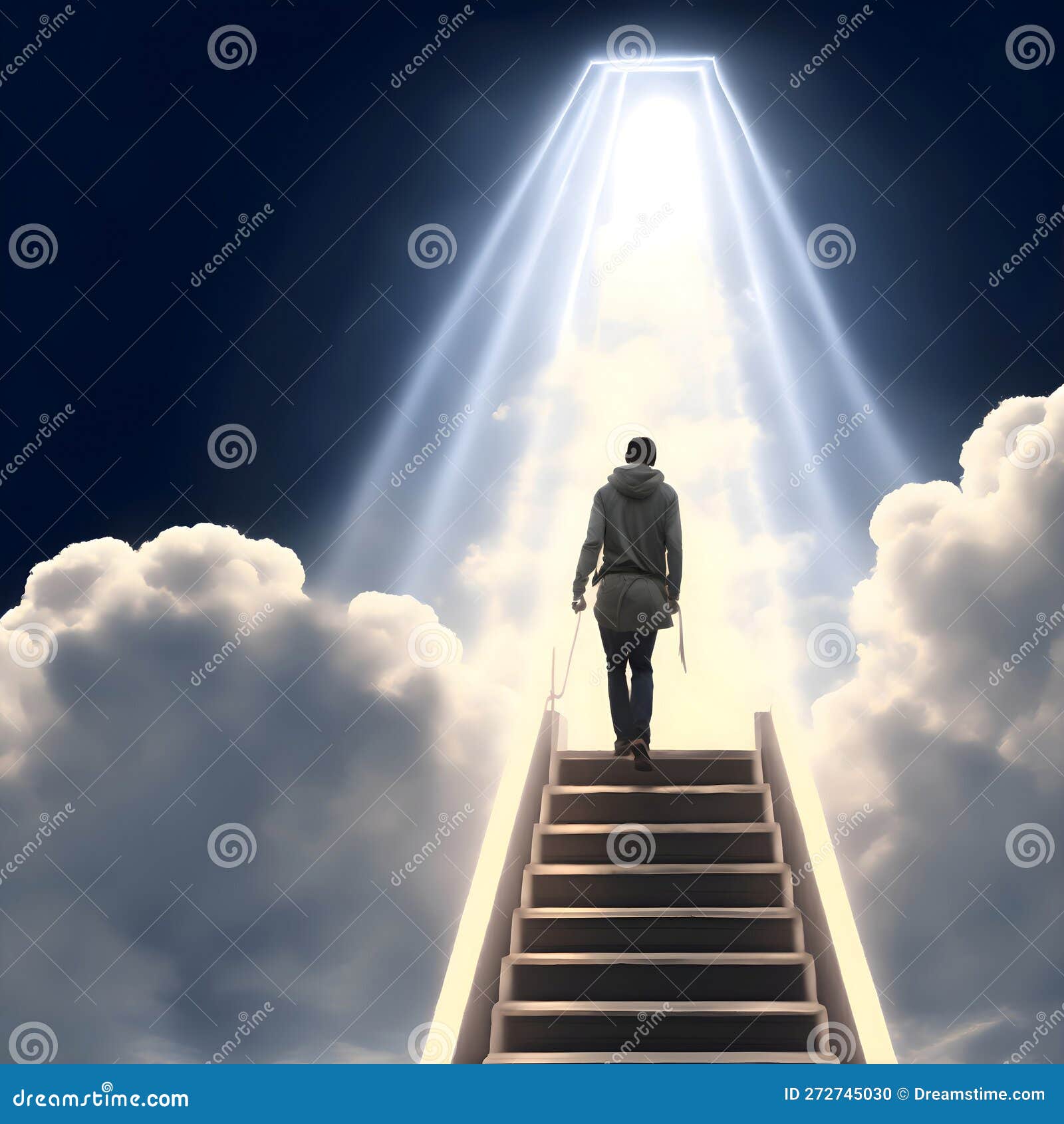 The Human Figures Ascend a Stairway of Clouds To Reach the Heaven ...