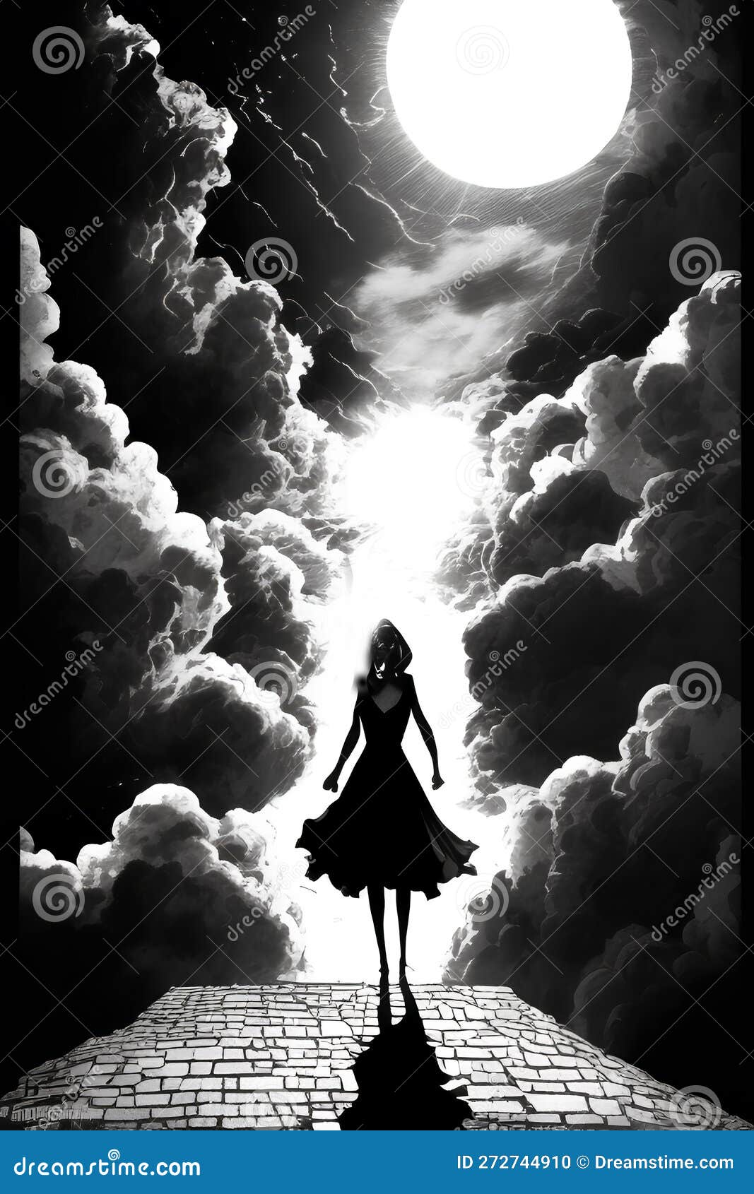 The Human Figures Ascend a Stairway of Clouds To Reach the Heaven ...