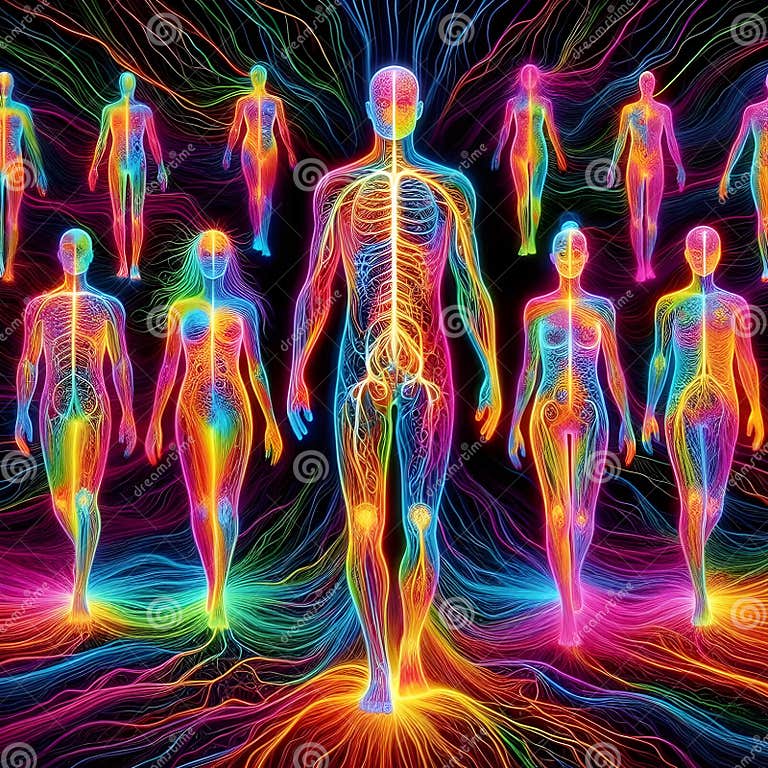 Image of the Human Neuropathway in Bold Neon Colors in Vibrant Colors ...