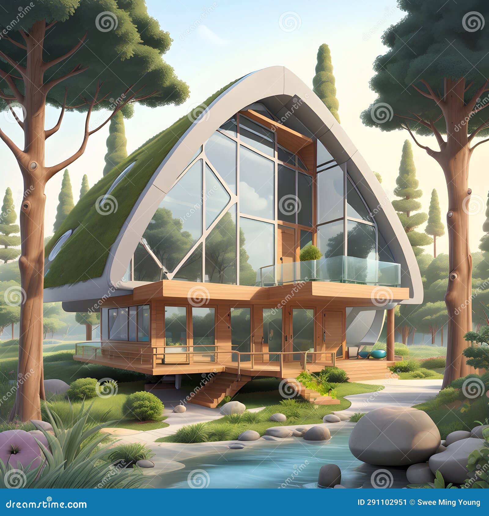 Imaginary Futuristic and Ecological Style Architectural of a Three ...