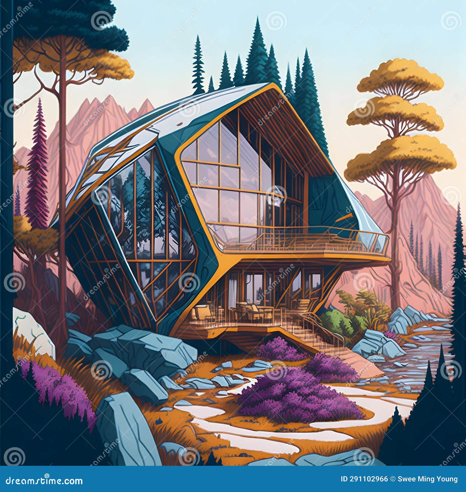 Imaginary Futuristic and Ecological Style Architectural of a Three ...