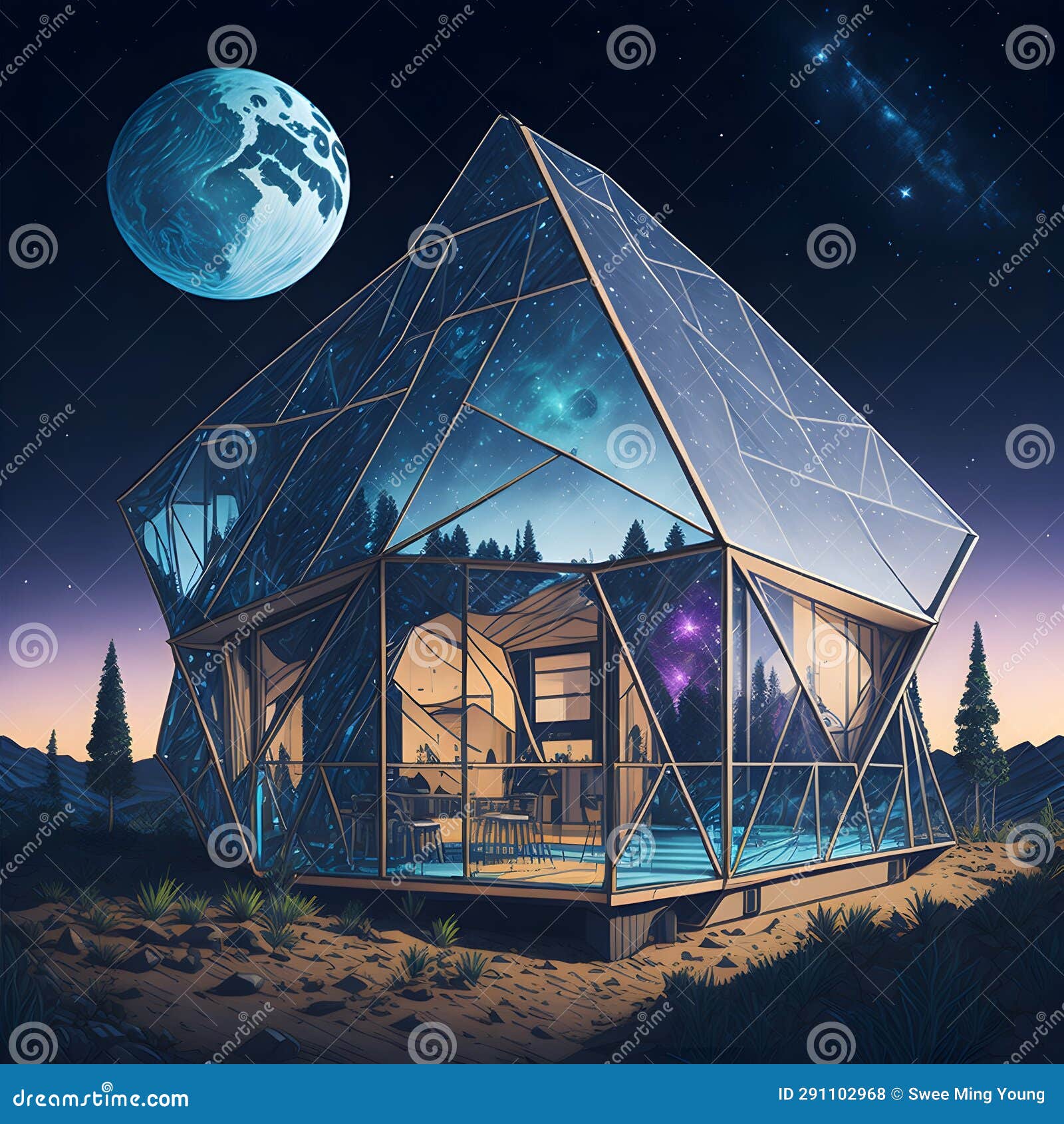 Imaginary Futuristic and Ecological Style Architectural of a Three ...