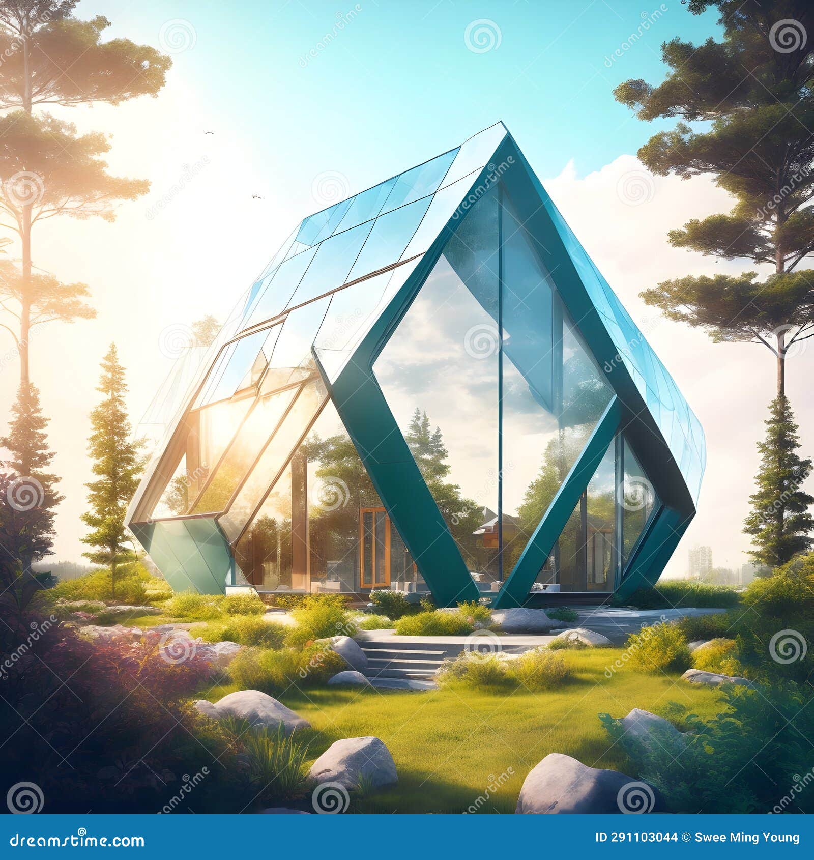 Imaginary Futuristic and Ecological Style Architectural of a Three ...