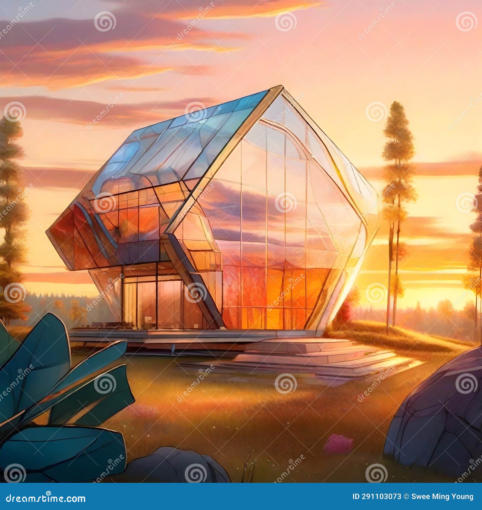 Imaginary Futuristic and Ecological Style Architectural of a Three ...