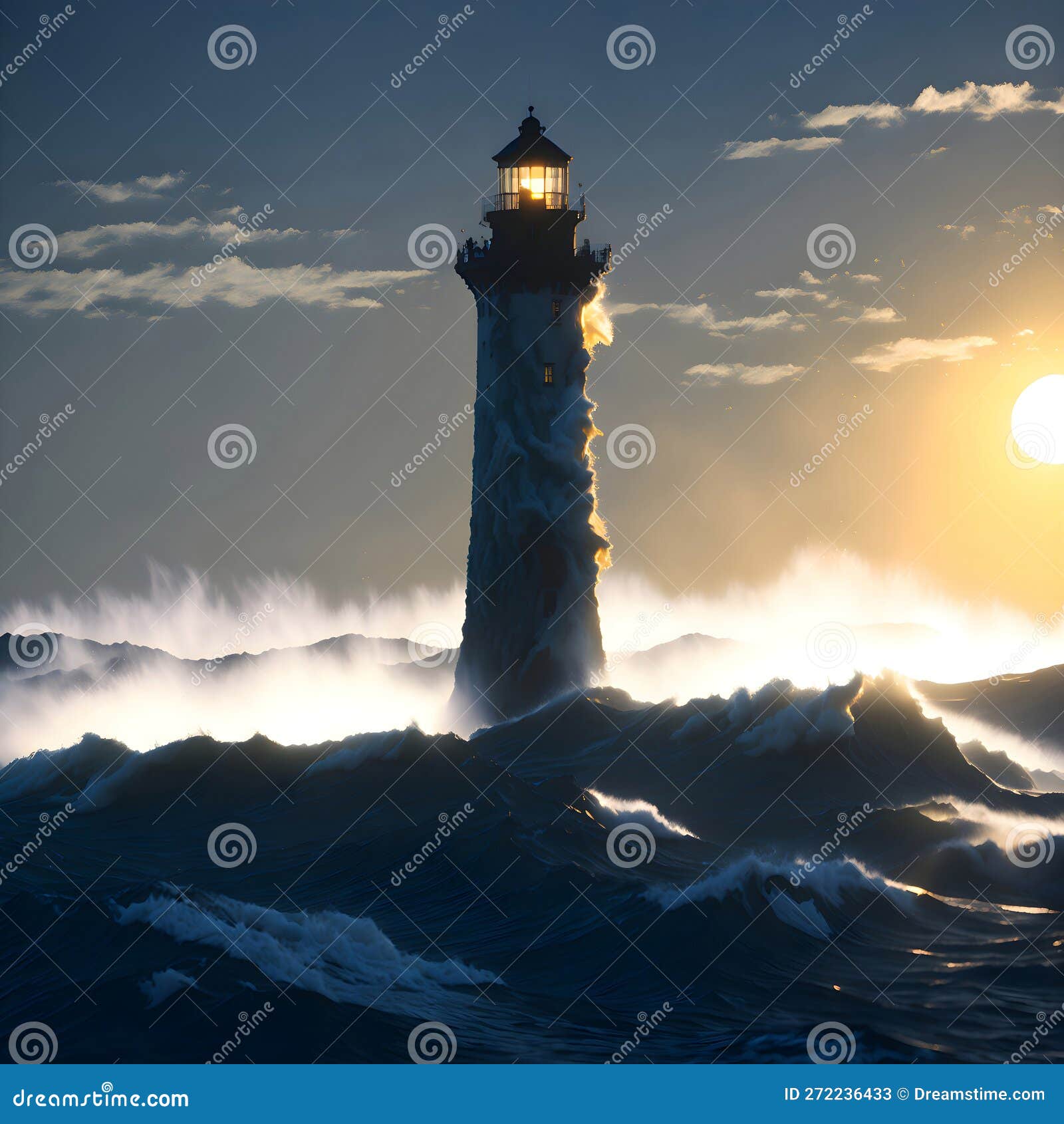 Image of the Lighthouse Standing Strong Against the Raging Sea during ...