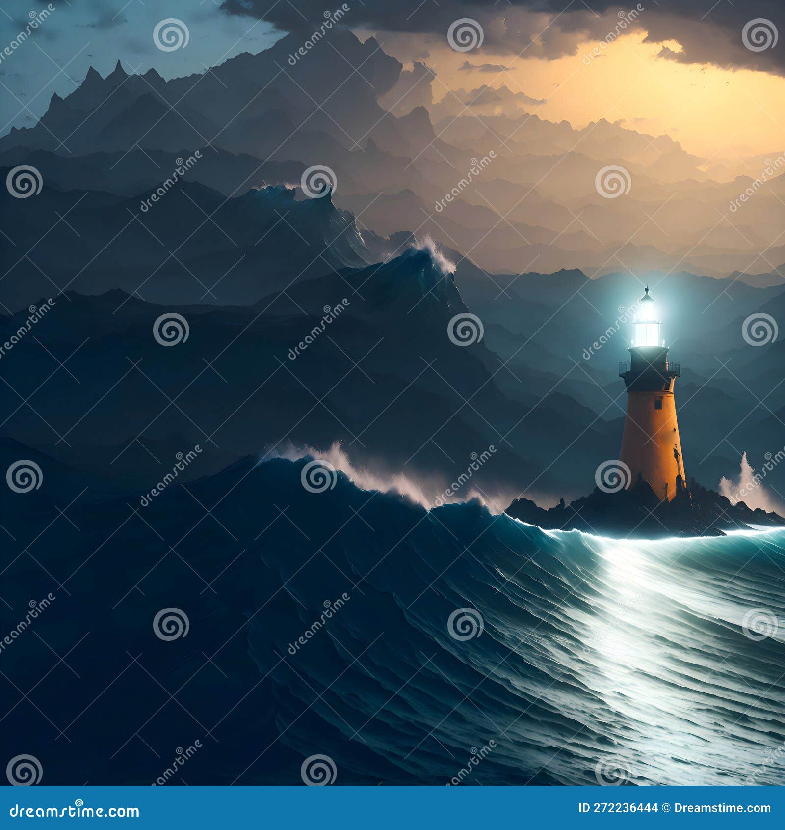 Image of the Lighthouse Standing Strong Against the Raging Sea during ...
