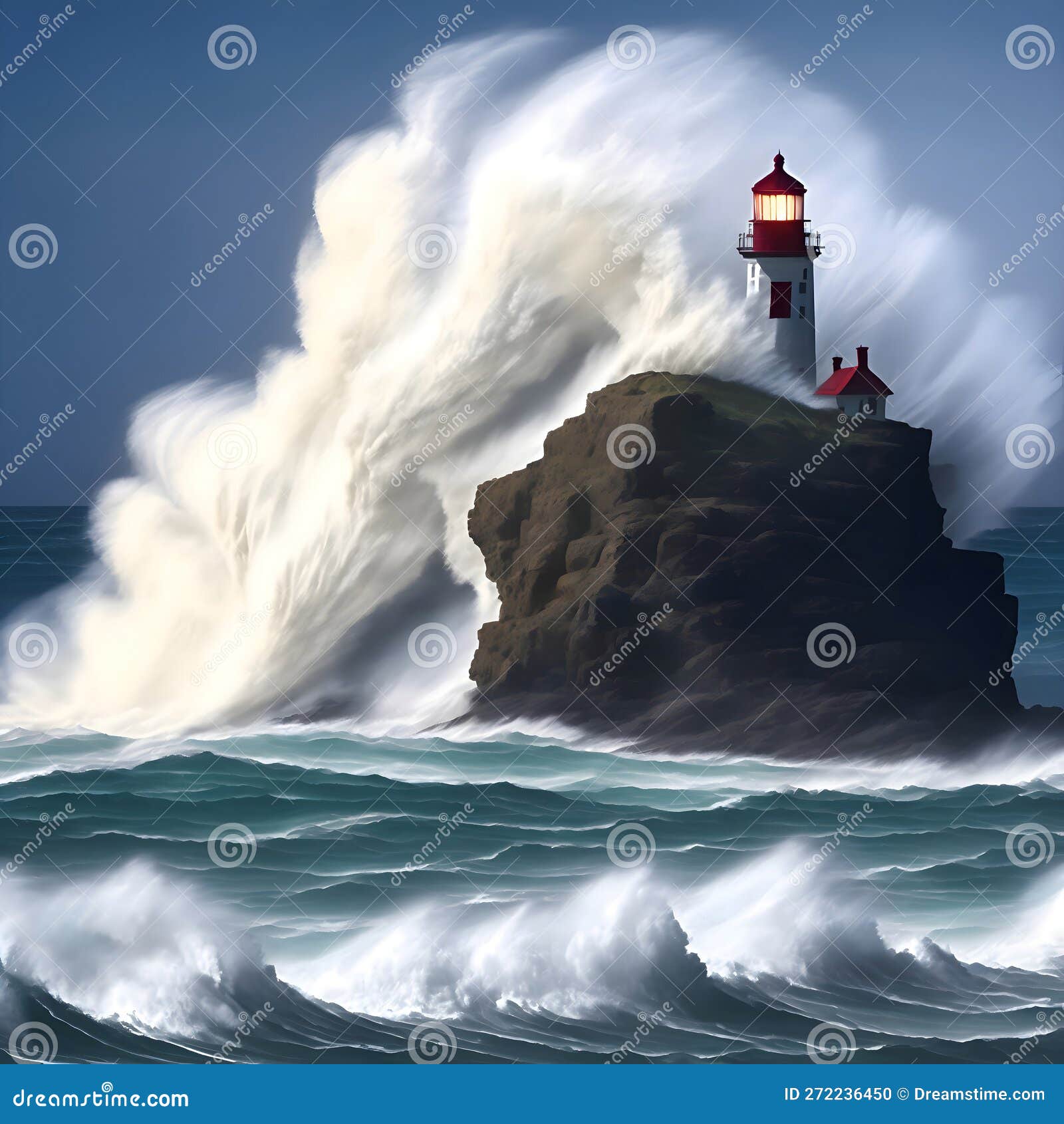 Image of the Lighthouse Standing Strong Against the Raging Sea during ...