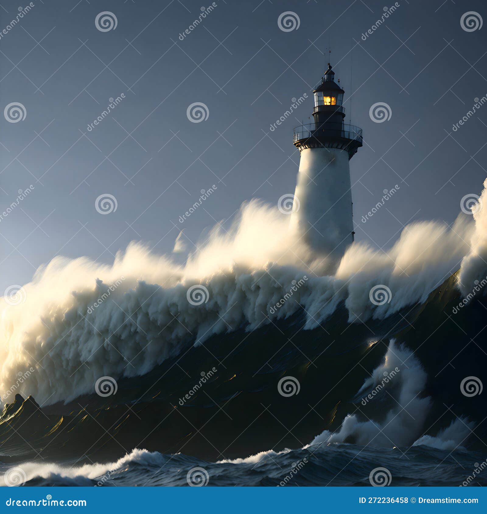 Image of the Lighthouse Standing Strong Against the Raging Sea during ...