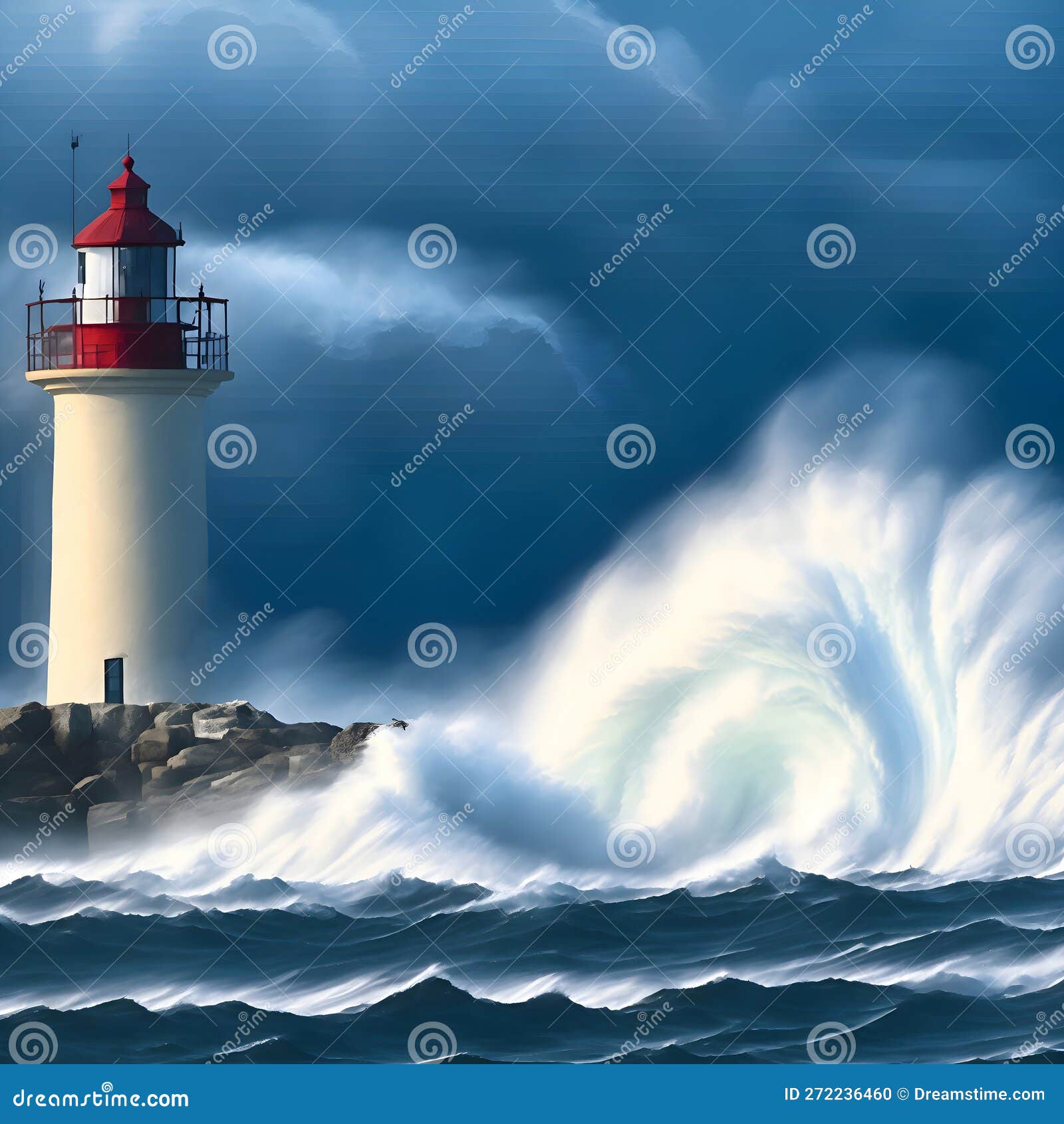 Image of the Lighthouse Standing Strong Against the Raging Sea during ...