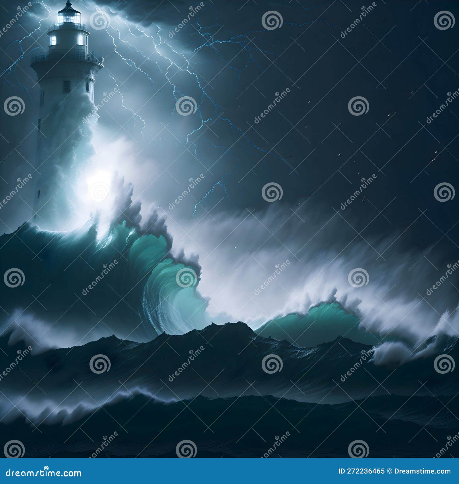 Image of the Lighthouse Standing Strong Against the Raging Sea during ...