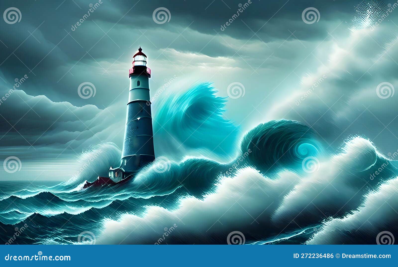 Image of the Lighthouse Standing Strong Against the Raging Sea during ...