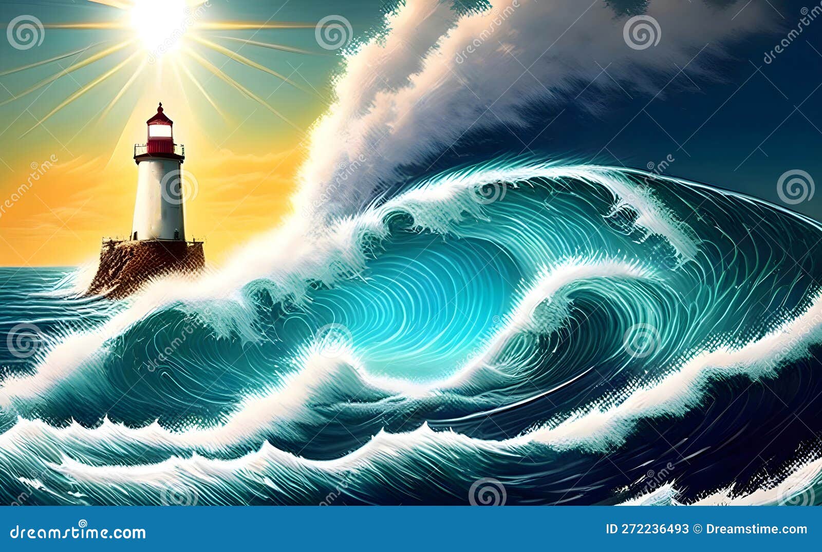 Image of the Lighthouse Standing Strong Against the Raging Sea during ...