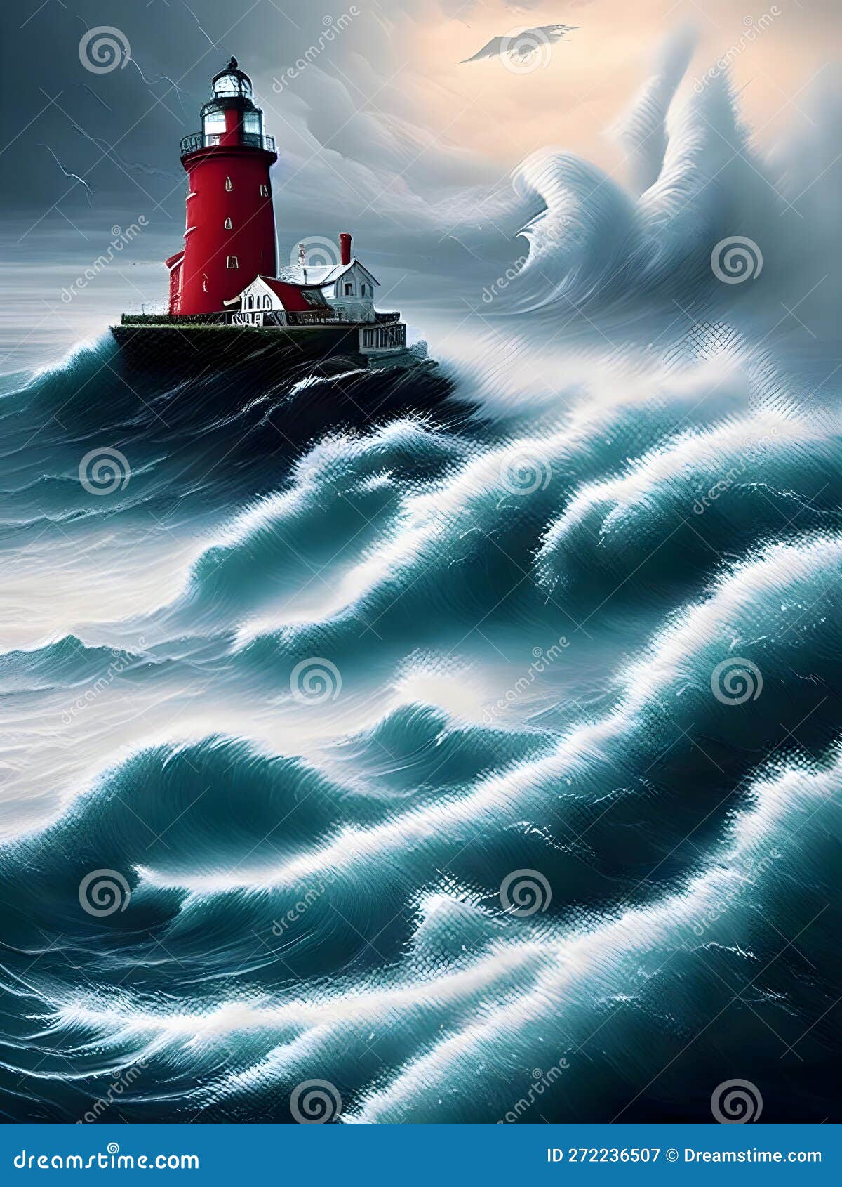 Image of the Lighthouse Standing Strong Against the Raging Sea during ...