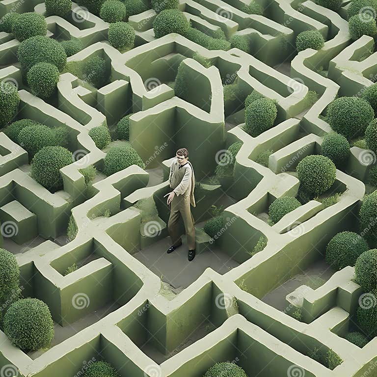 Dwarfed by a Towering 3D Hedge Maze Environment Which Inspired by the ...