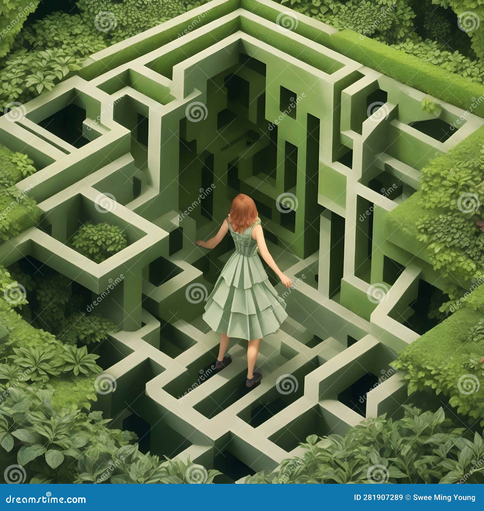 Dwarfed by a Towering 3D Hedge Maze Environment Which Inspired by the ...