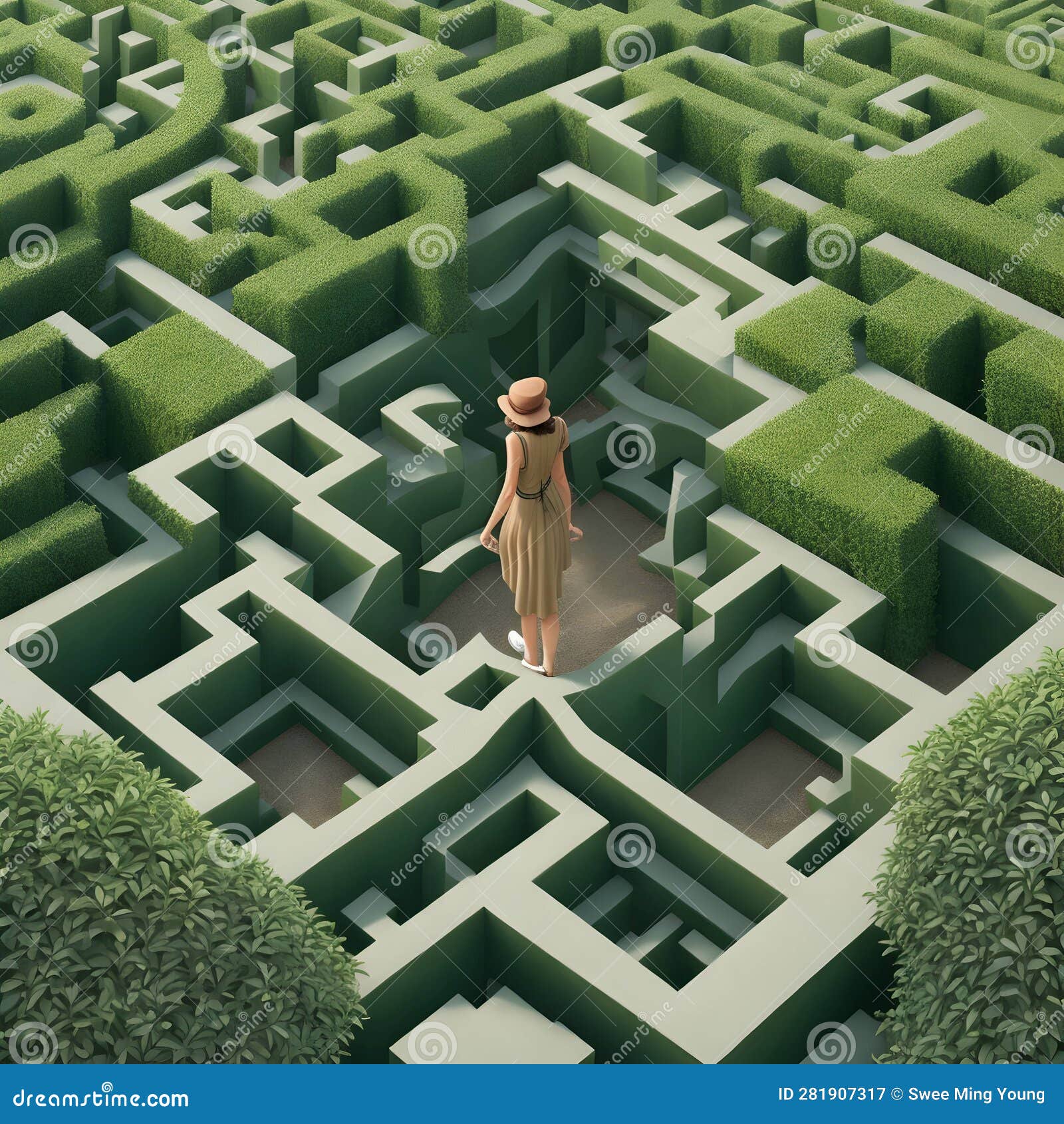 Dwarfed by a Towering 3D Hedge Maze Environment Which Inspired by the ...