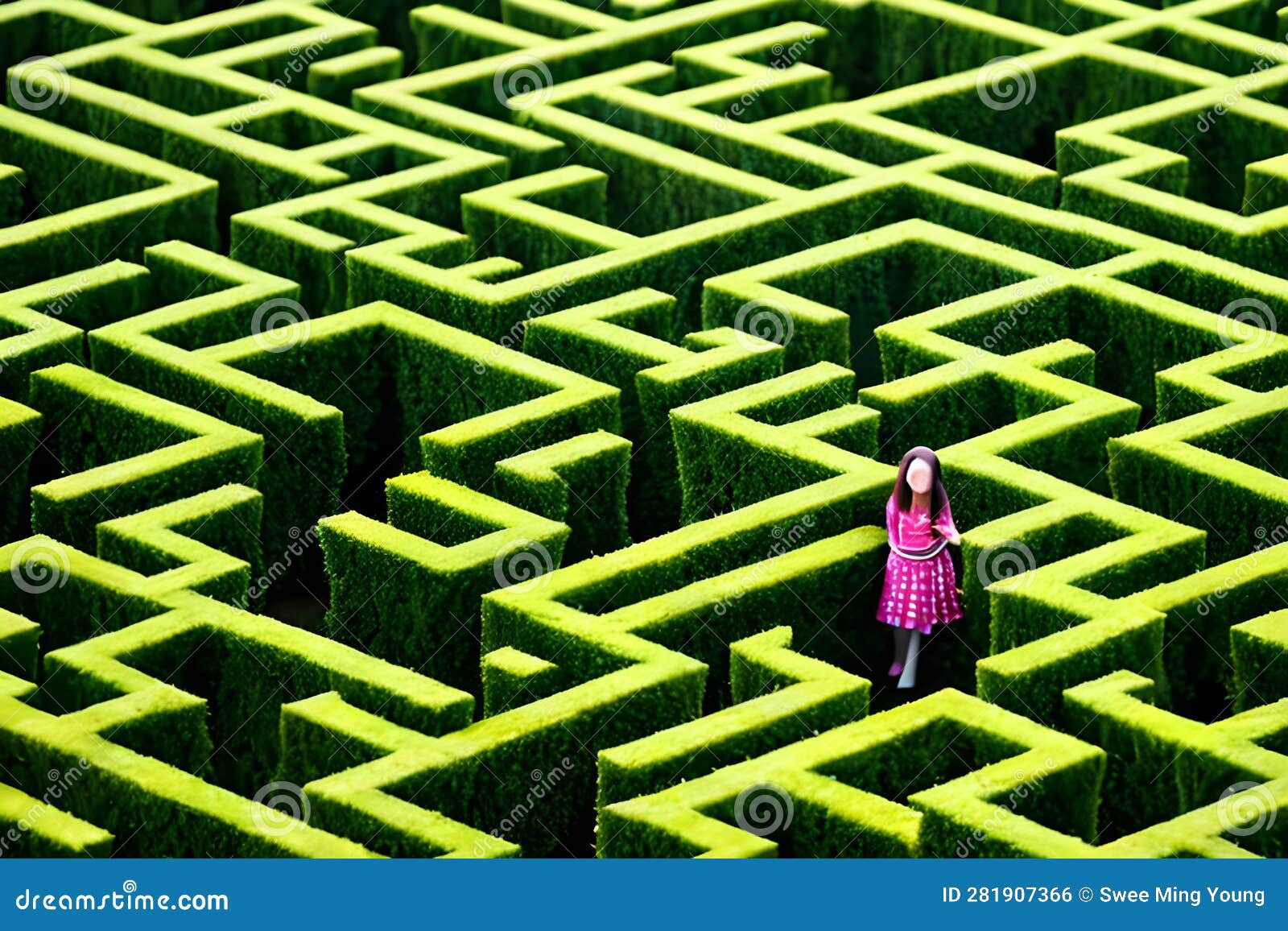 Dwarfed by a Towering 3D Hedge Maze Environment Which Inspired by the ...