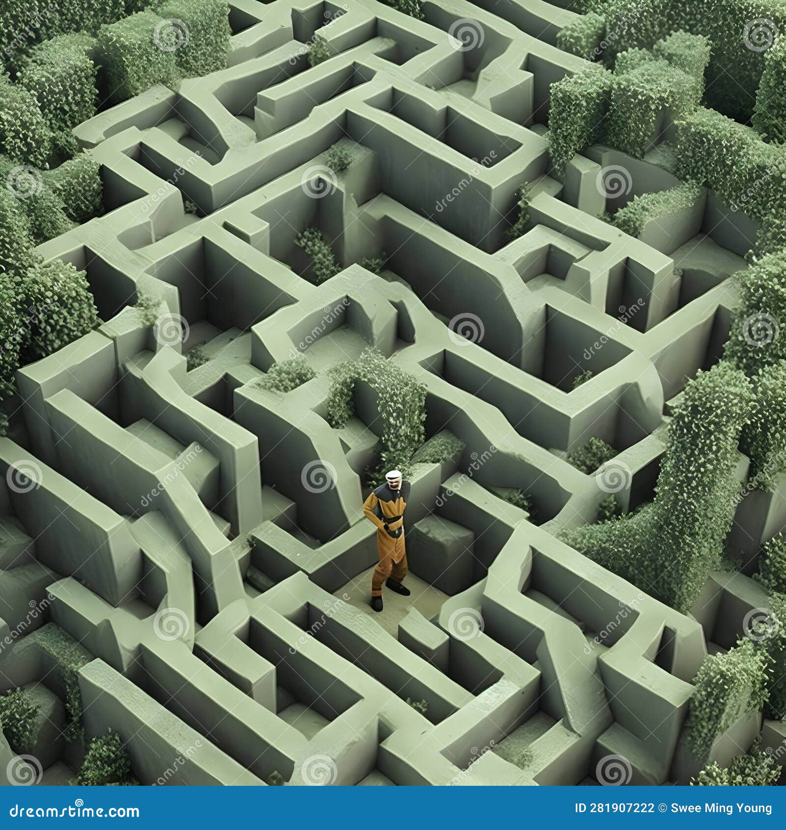 Dwarfed by a Towering 3D Hedge Maze Environment Which Inspired by the ...