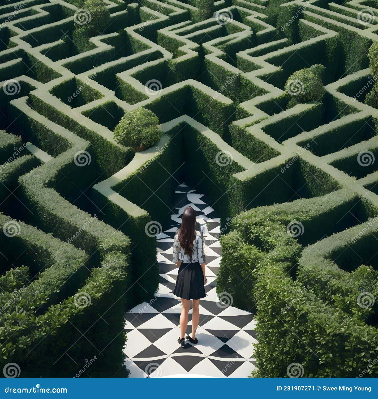 Dwarfed by a Towering 3D Hedge Maze Environment Which Inspired by the ...