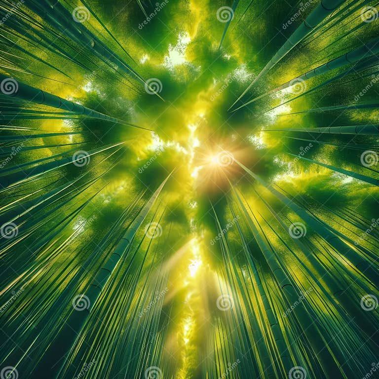 Looking from Below the Towering Trees of Leaves Lush with Dappled Light ...