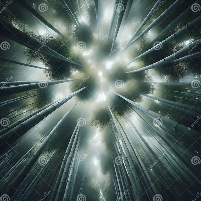 Looking from Below the Towering Trees of Leaves Lush with Dappled Light ...